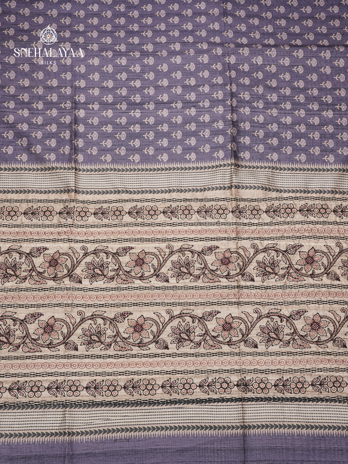 Grey Tussar Embroidery Saree – Snehalayaa Silks