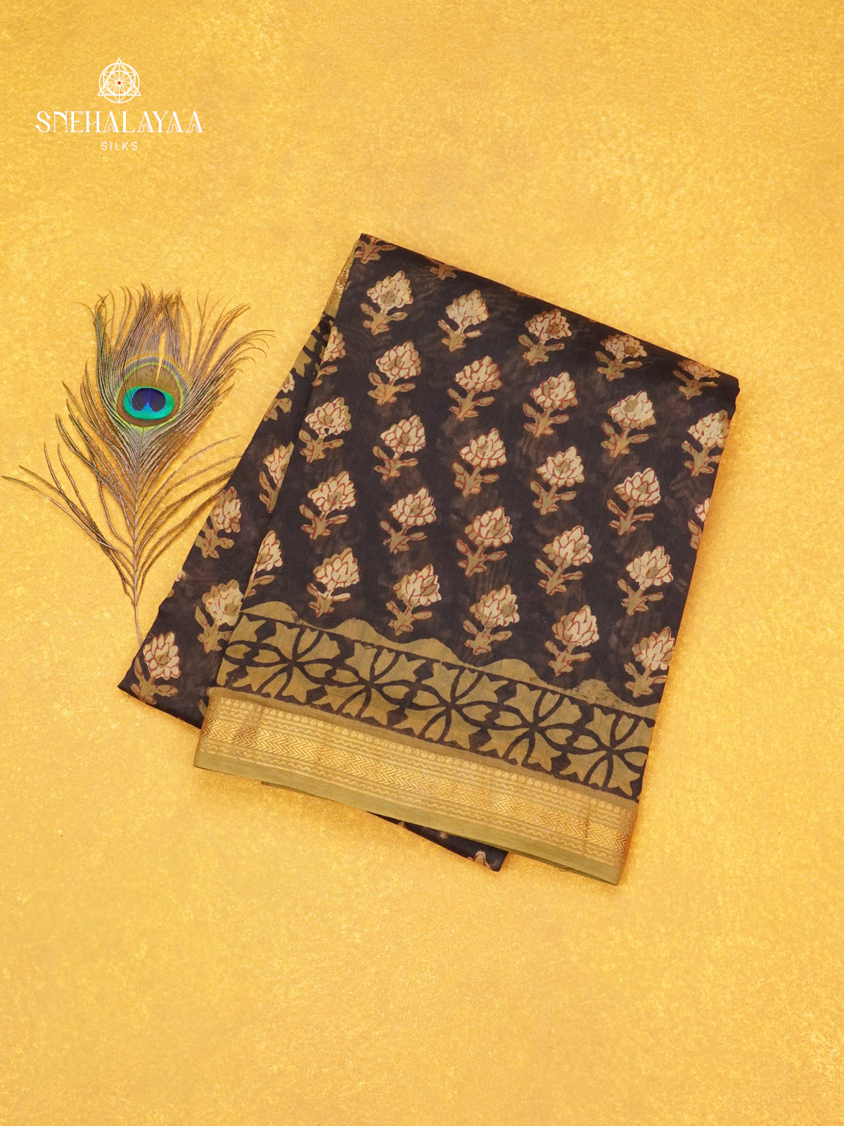 Black Chanderi Saree – Snehalayaa Silks
