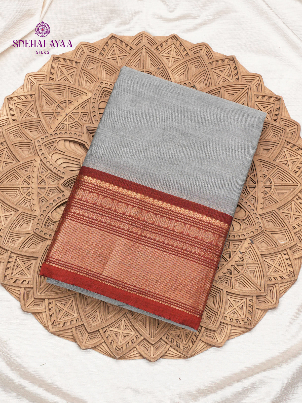 Grey Chettinad Cotton Saree – Snehalayaa Silks