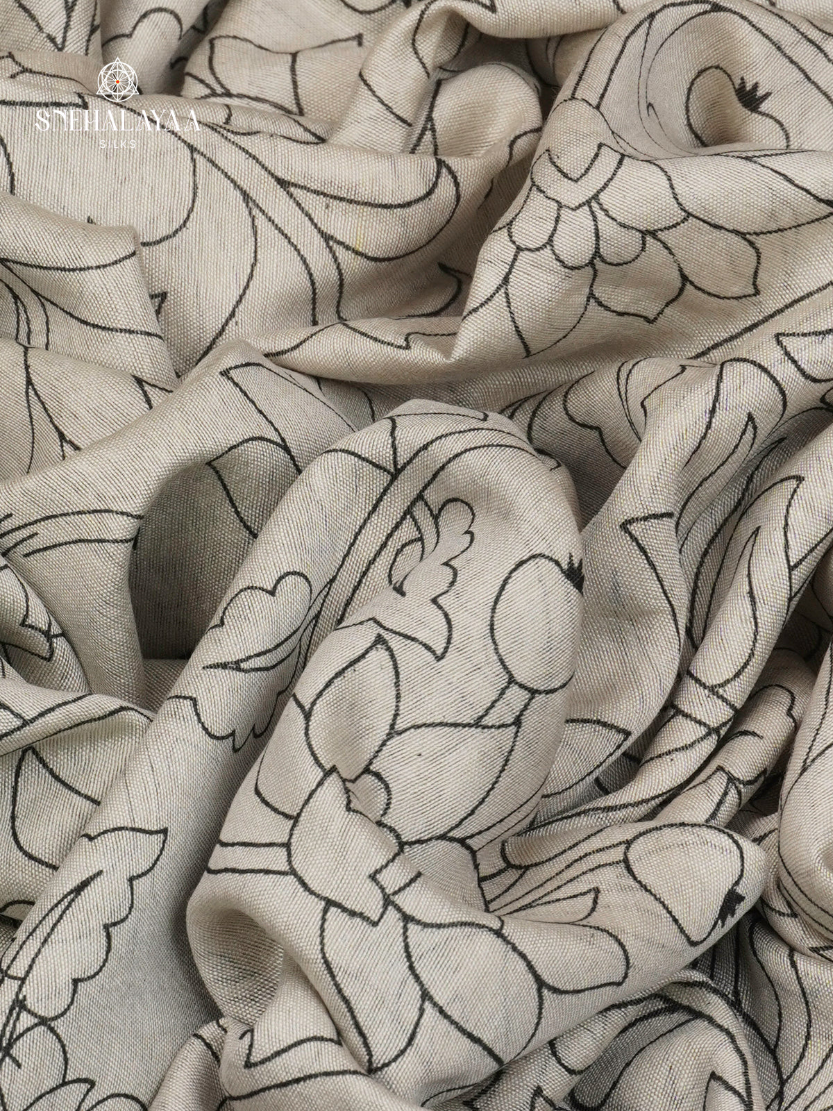 Light White Kalamkari Saree with Teal Green Woven Border – Snehalayaa Silks