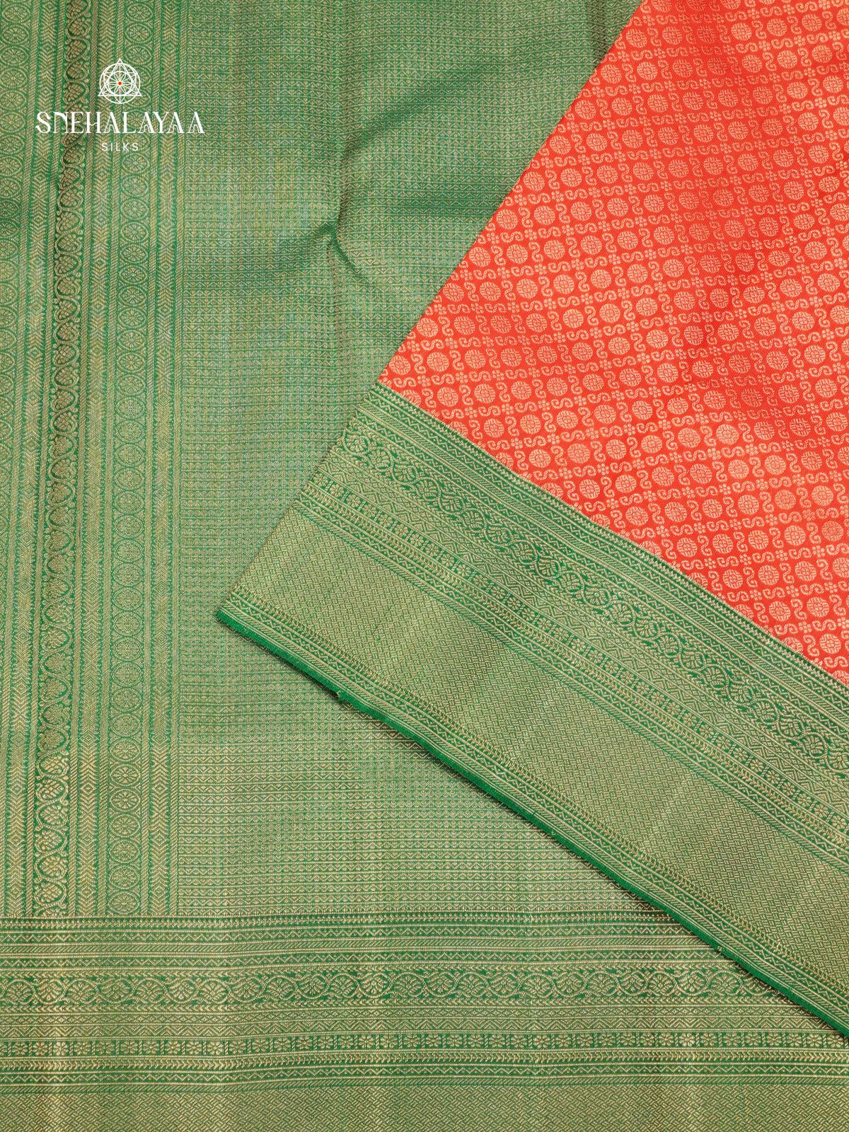 Rust Orange Kanjivaram Silk Saree – Snehalayaa Silks