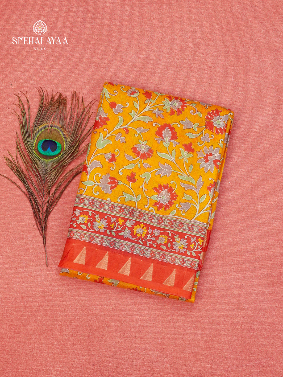 Mango Yellow Printed Saree – Snehalayaa Silks