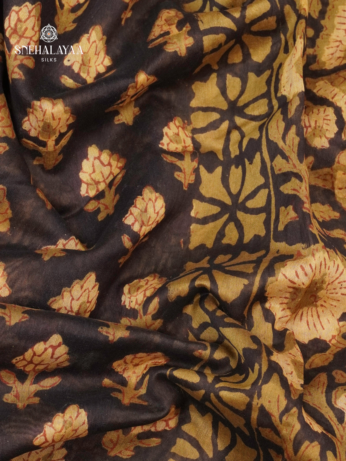 Black Chanderi Saree – Snehalayaa Silks