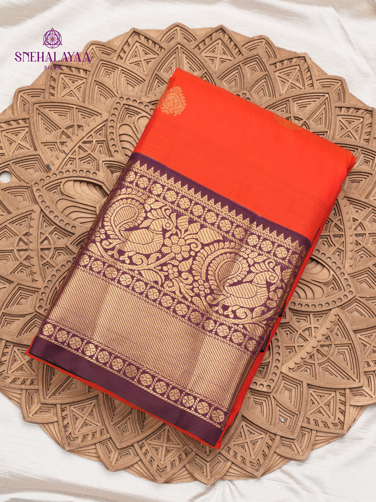 Rust Orange Gadwal Silk Saree – Snehalayaa Silks