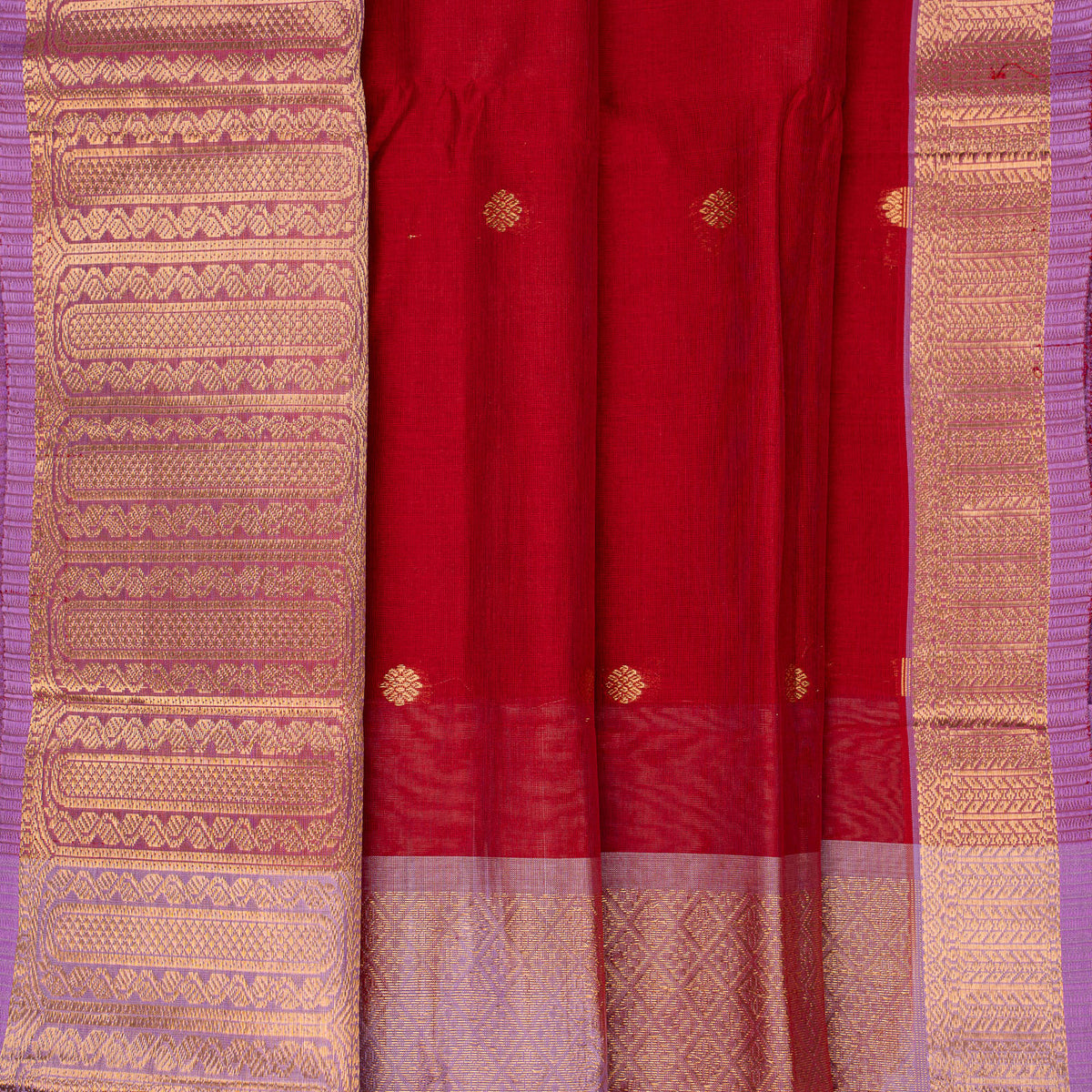 Ruby Red Silk Cotton Saree – Snehalayaa Silks